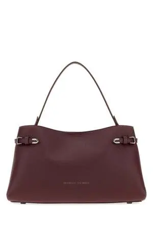 Brunello Cucinelli Leather Handbag, 35 Cm X 20 Cm X 15 Cm - Purple