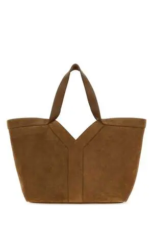 Saint Laurent 30 Cm Suede Shopping Handbag With 21 Cm Handle Height - Camel