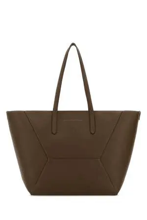 Brunello Cucinelli Mud Leather Shopping Handbag - Brown
