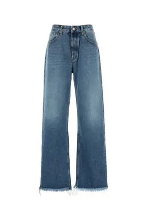 Alessandra Rich Wide Leg Denim Jeans - Blue