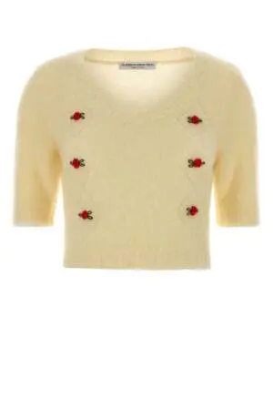 Alessandra Rich Pastel Mohair-blend Knit Sweater For - Yellow