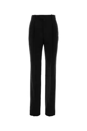 Saint Laurent 100% Wool Tailored Trousers - Black