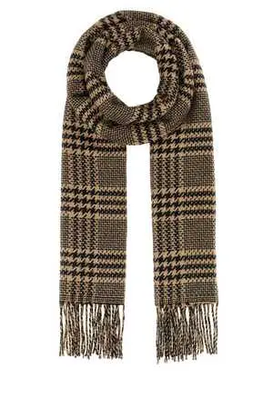 Saint Laurent Embroidered Silk-cashmere Blend Scarf, 180 Cm X 38 - Checked