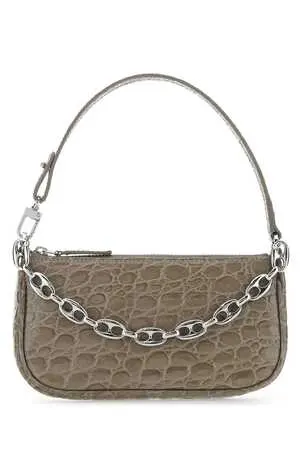 By Far Dove Mini Leather Baguette Handbag - Grey