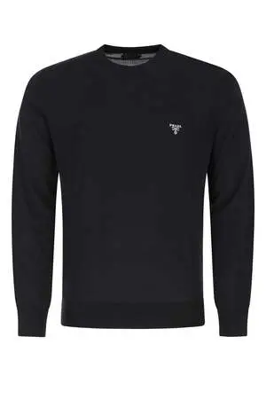 Prada Virgin Wool Crewneck Sweater For - Blue