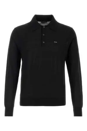 Prada Virgin Wool Polo Shirt - Black