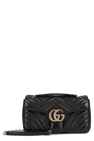 Gucci Gg Marmont Medium Shoulder Bag In Quilted Nappa Leather - Black