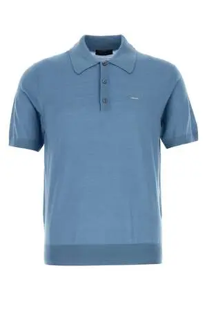 Prada 100% Virgin Wool Polo Shirt - Light Blue