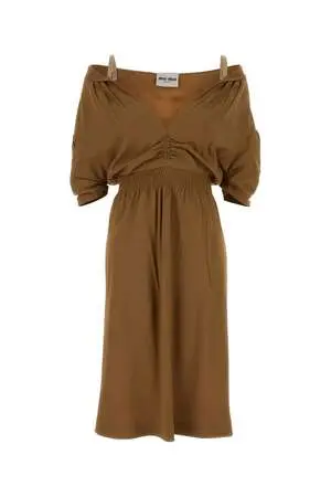 Miu Miu Crepe Mini Dress - Camel