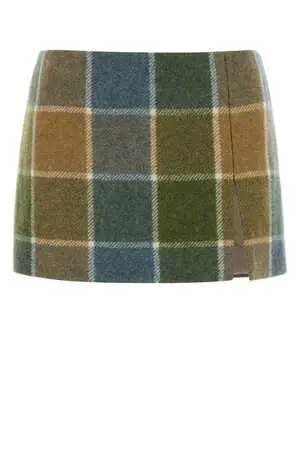 Miu Miu Embroidered Virgin Wool Mini Skirt