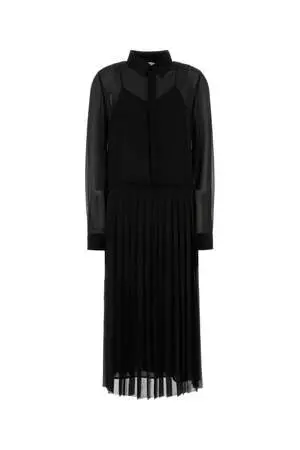 AMI Paris Polyester Shirt Dress With Lined Bodice - Black