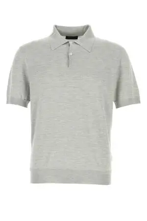 Prada Prada Men's Recycled Silk Polo Shirt Grey