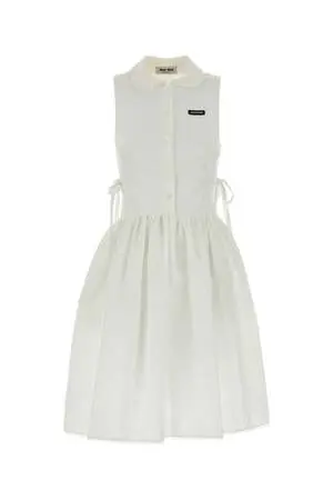 Miu Miu Cotton-linen Mini Dress With Peter Pan Collar