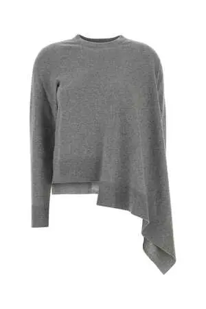 Alexander McQueen Asymmetrical Cashmere Blend Knit Sweater - Grey