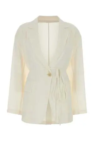 Brunello Cucinelli Sculpted Silk Blazer - White