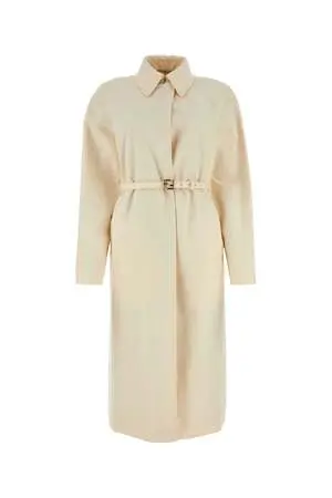 Fendi Ivory Polyester Blend Overcoat For - White