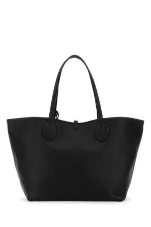 Gucci Reversible Leather Shopping Handbag With Platinum Finish And 25 Cm Handle - Black