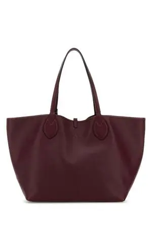 Gucci Reversible Leather Shopping Handbag With Platinum Finish - Burgundy