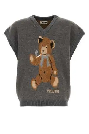 MAGLIANO Wool-blend Teddy Bear Motif Vest