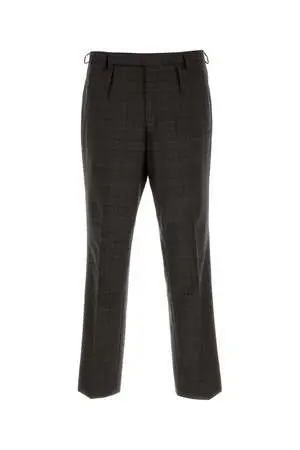 Prada Embroidered Glencheck Virgin Wool Pants - Checked