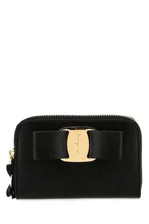 FERRAGAMO 12 Cm Leather Mini Wallet 7.5 Cm - Black