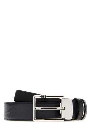 Montblanc Reversible Leather Belt With Silver Hardware, 3 Cm - Blue