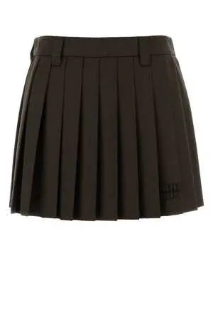 Miu Miu Pleated Mini Skirt - Brown