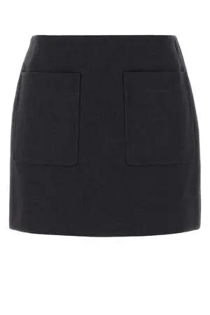 Bottega Veneta Graphite Cotton-blend Mini Skirt With Viscose Lining