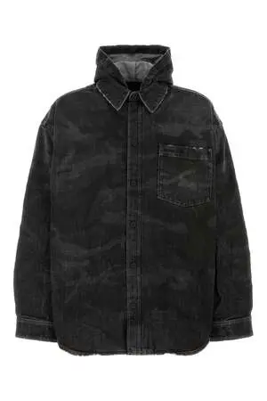 Balenciaga Denim Jacket With Hood - Black