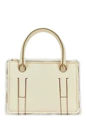 DENTRO Mini Otto Ivory Leather Mini Handbag With Silver-tone Hardware - White