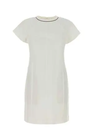 Brunello Cucinelli Viscose-linen Mini Dress With Contrast Piping