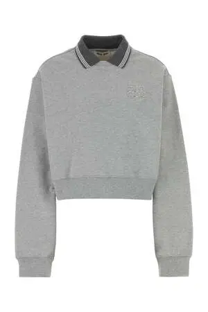 Miu Miu Melange Cotton Oversize Sweatshirt - Grey