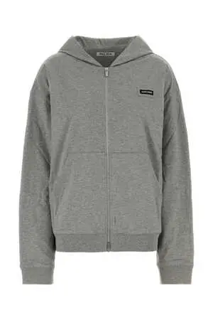 Miu Miu Cotton Zip-up Hoodie - Grey