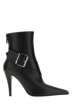 Alexander McQueen Leather Ankle Boots With Stiletto Heel - Black