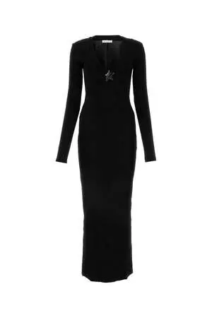 AREA Stretch Viscose Midi Dress - Black