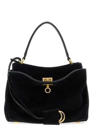 Balenciaga Suede Mini Rodeo Handbag 23 Cm X 18 Cm X 8 Cm - Black