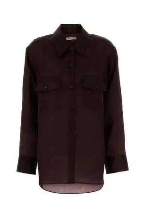 Khaite Matteo Silk Shirt With Classic Collar And Pocket Detail - Purple