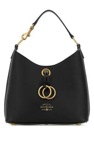 Balenciaga Carrie Handbag Mini In Leather, Antiqued Gold-tone Hardware - Black