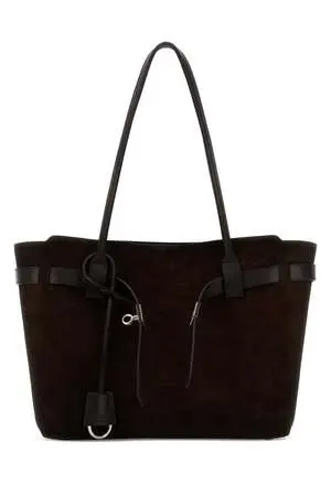 Balenciaga Medium Suede Shopping Handbag With Silver-tone Hardware - Brown