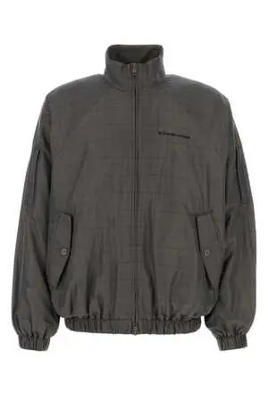 Balenciaga Embroidered Nylon Bomber Jacket - Checked