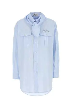 Miu Miu Striped Embroidered Cotton Poplin Shirt