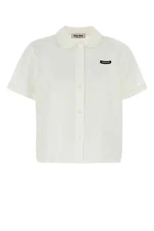 Miu Miu Cotton Linen Blend Shirt - White