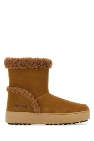 Moon Boot Ltrack Tina Suede Shearling Ankle Boots - Camel