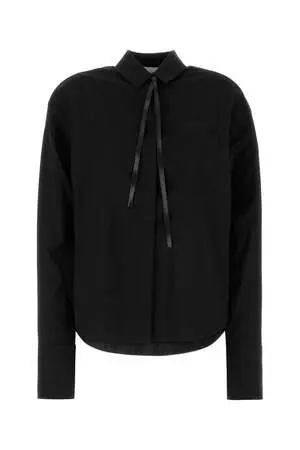 Sportmax Sporty Wool Mappa Shirt In 100% Virgin Wool - Black