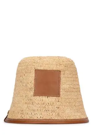 Jacquemus Jacquemus Soli Raffia Bucket Hat With Leather Trim Lightbrown2