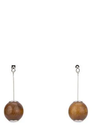 Jacquemus Nodo Wood & Brass Drop Earrings