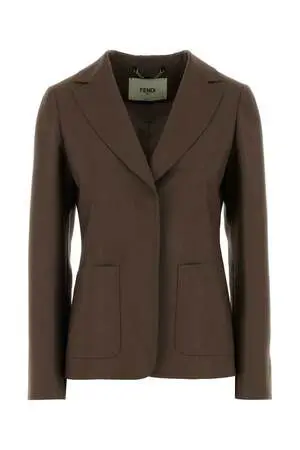Fendi Fendi Mud Wool Blend Blazer Brown
