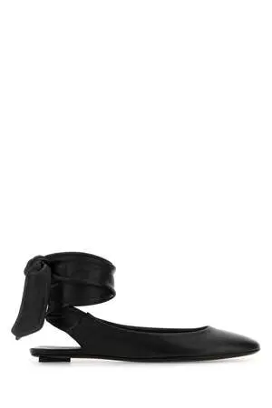 Attico Leather Slip-on Ballerina Slippers - Black