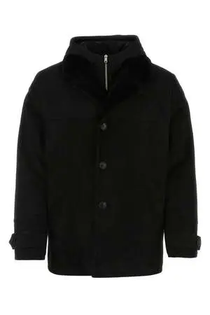 Prada Shearling Jacket With Re-nylon Lining - Black