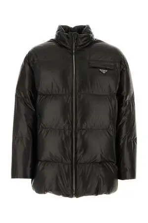 Prada Nappa Leather Down Jacket For - Black